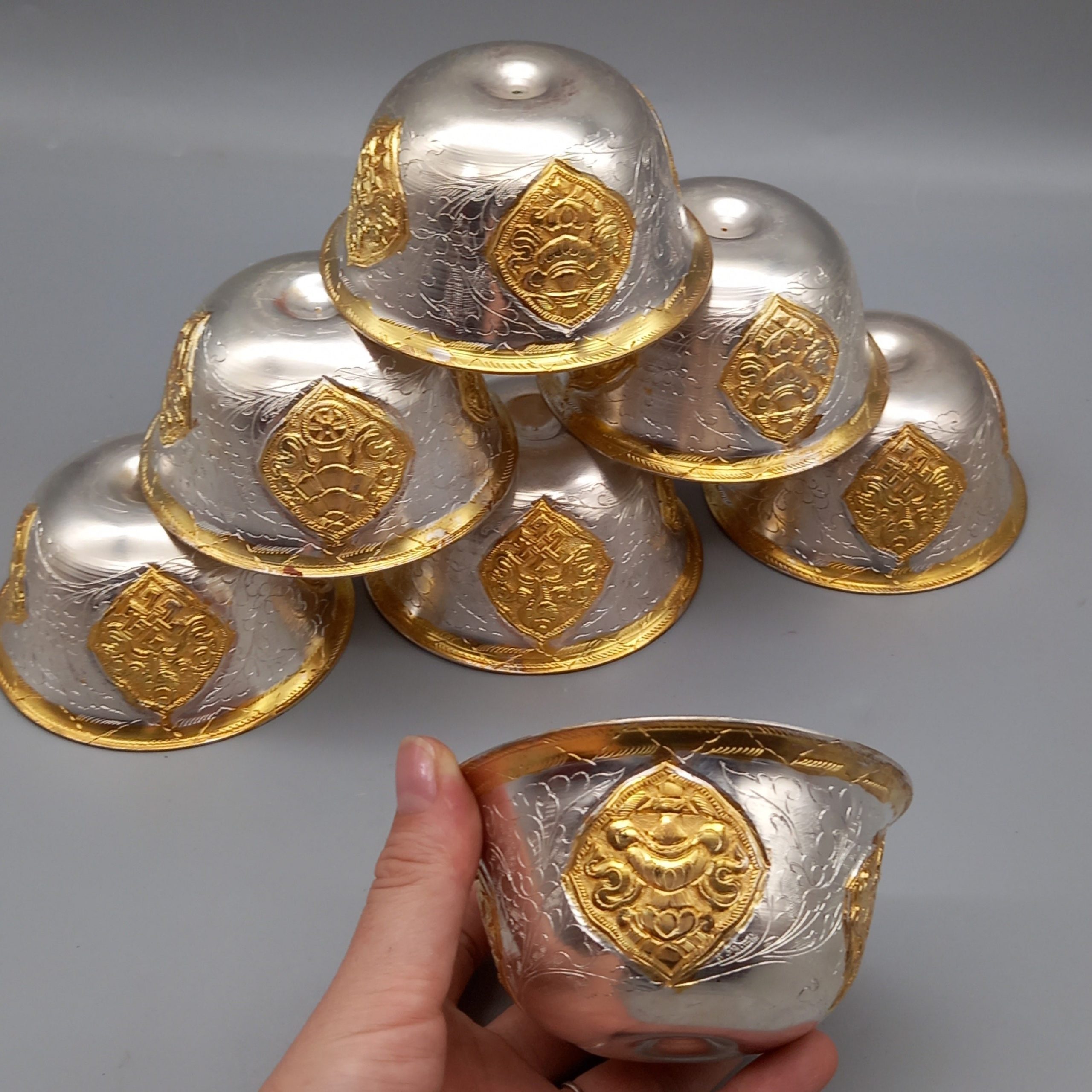 Offering Bowls With Auspicious Symbols - Rudraxis