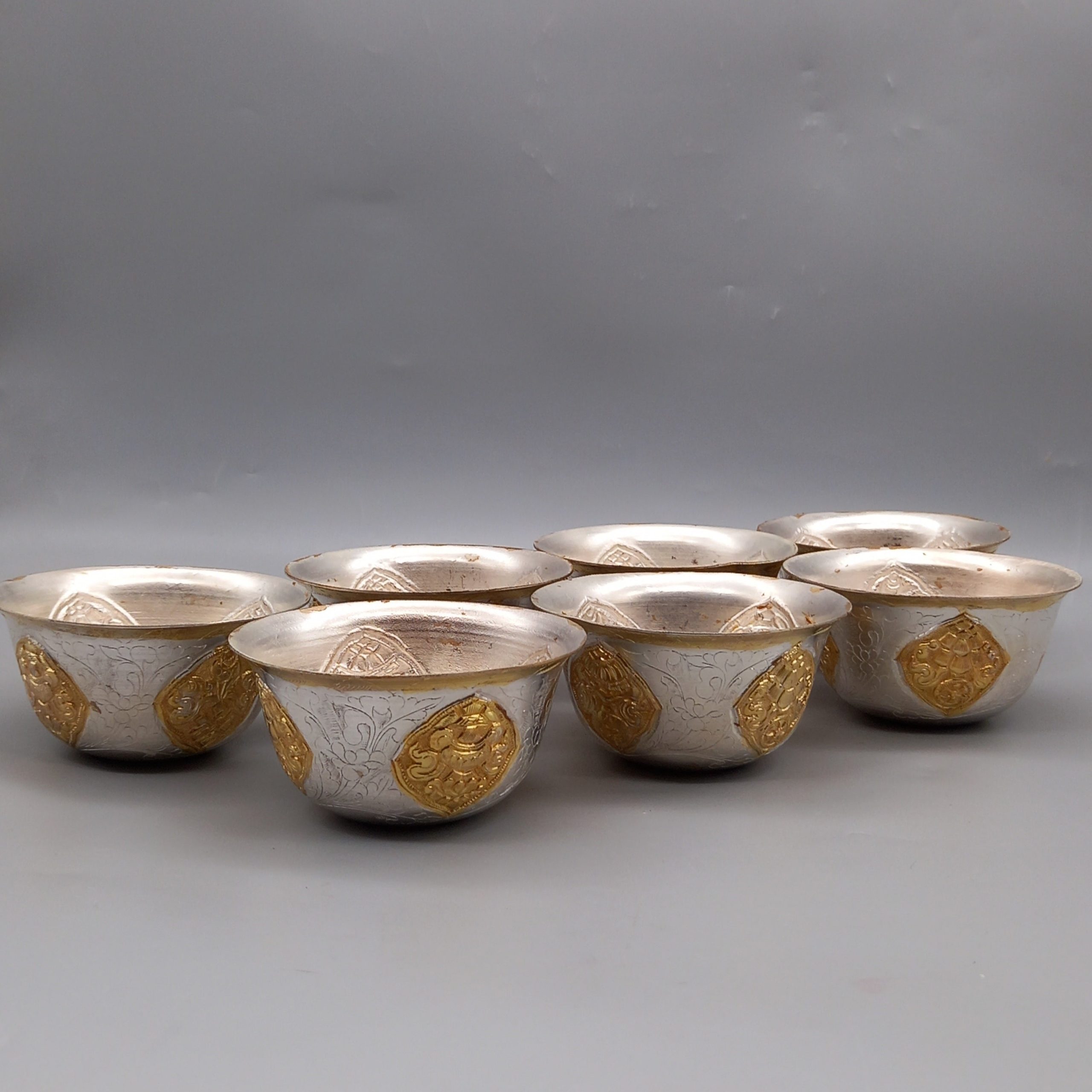Offering Bowls With Auspicious Symbols - Rudraxis