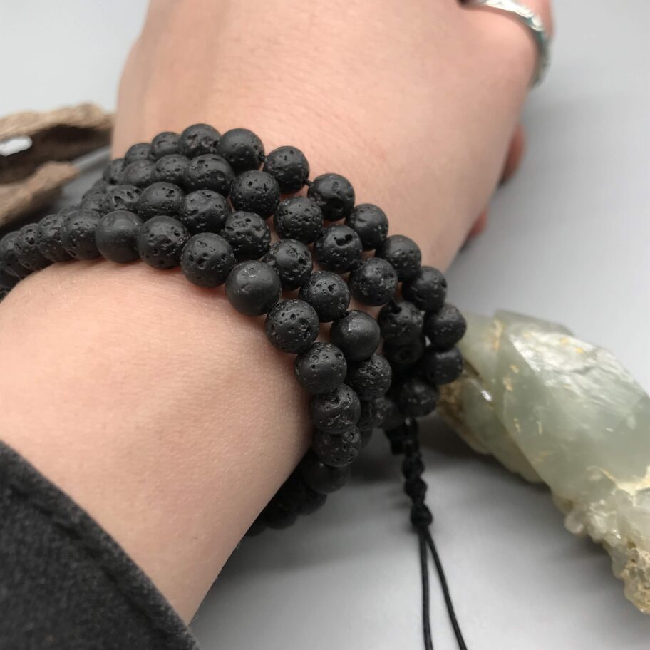 Black Lava Stone, Volcanic Mala 108 bead for Practice – Rudraxis